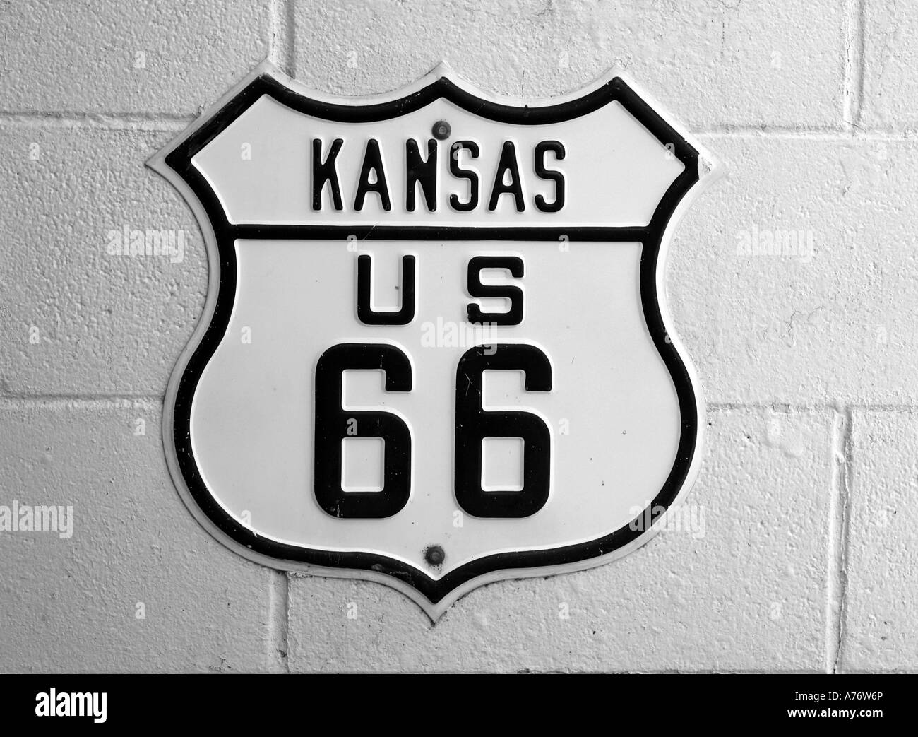 Sign of historic Route 66 through Kansas, USA Stock Photo - Alamy