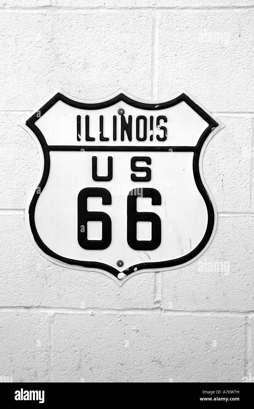 Sign of historic Route 66 through Illinois, USA Stock Photo - Alamy