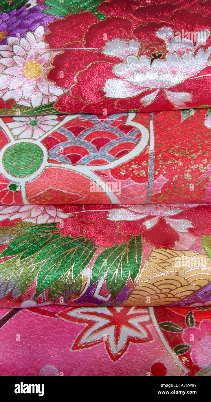 Stack of sumptuous silk kimonos Japan Stock Photo - Alamy