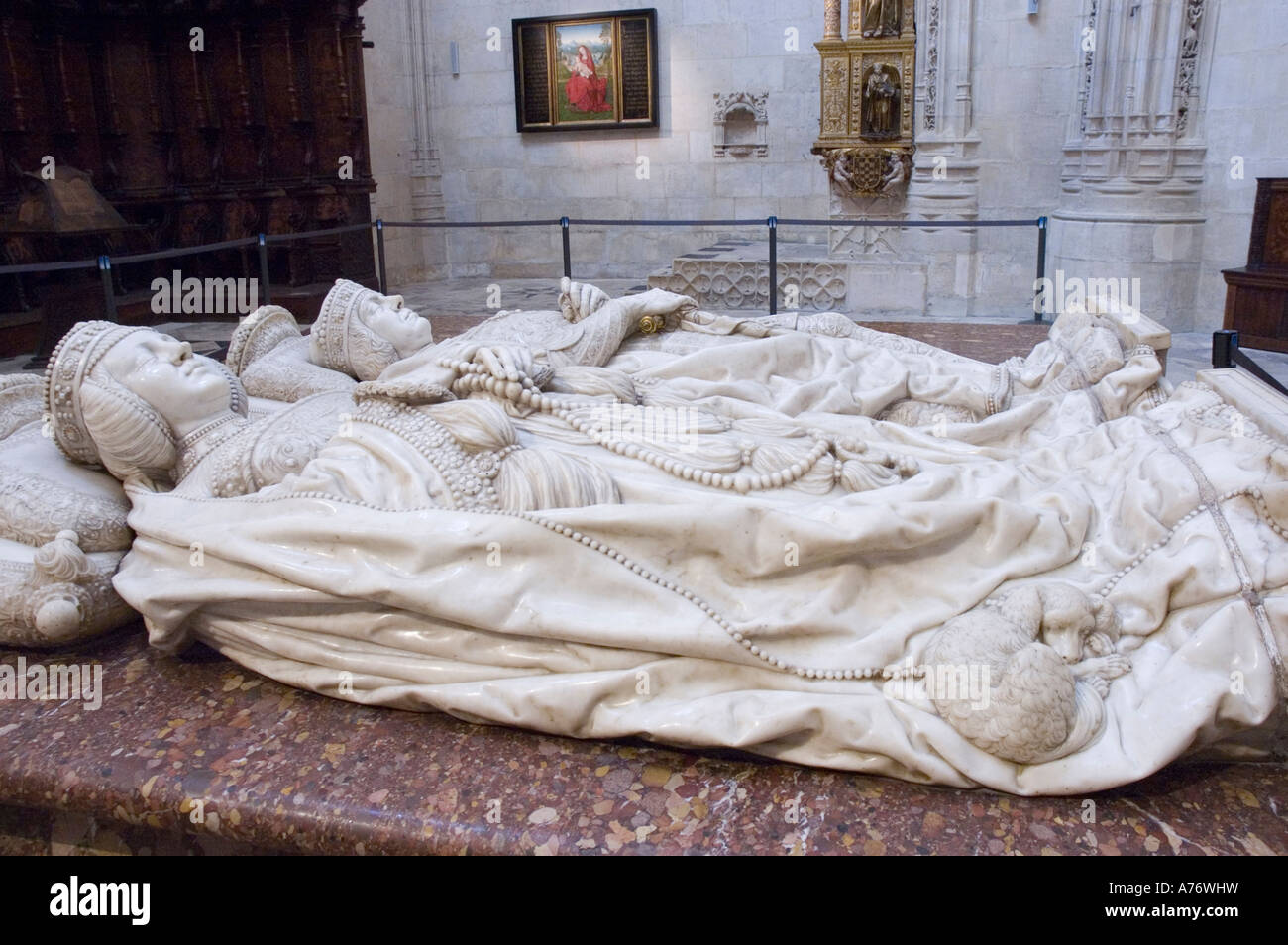 Tomb in the gothic cathedral in Burgos, Castillia, Spain Stock Photo ...
