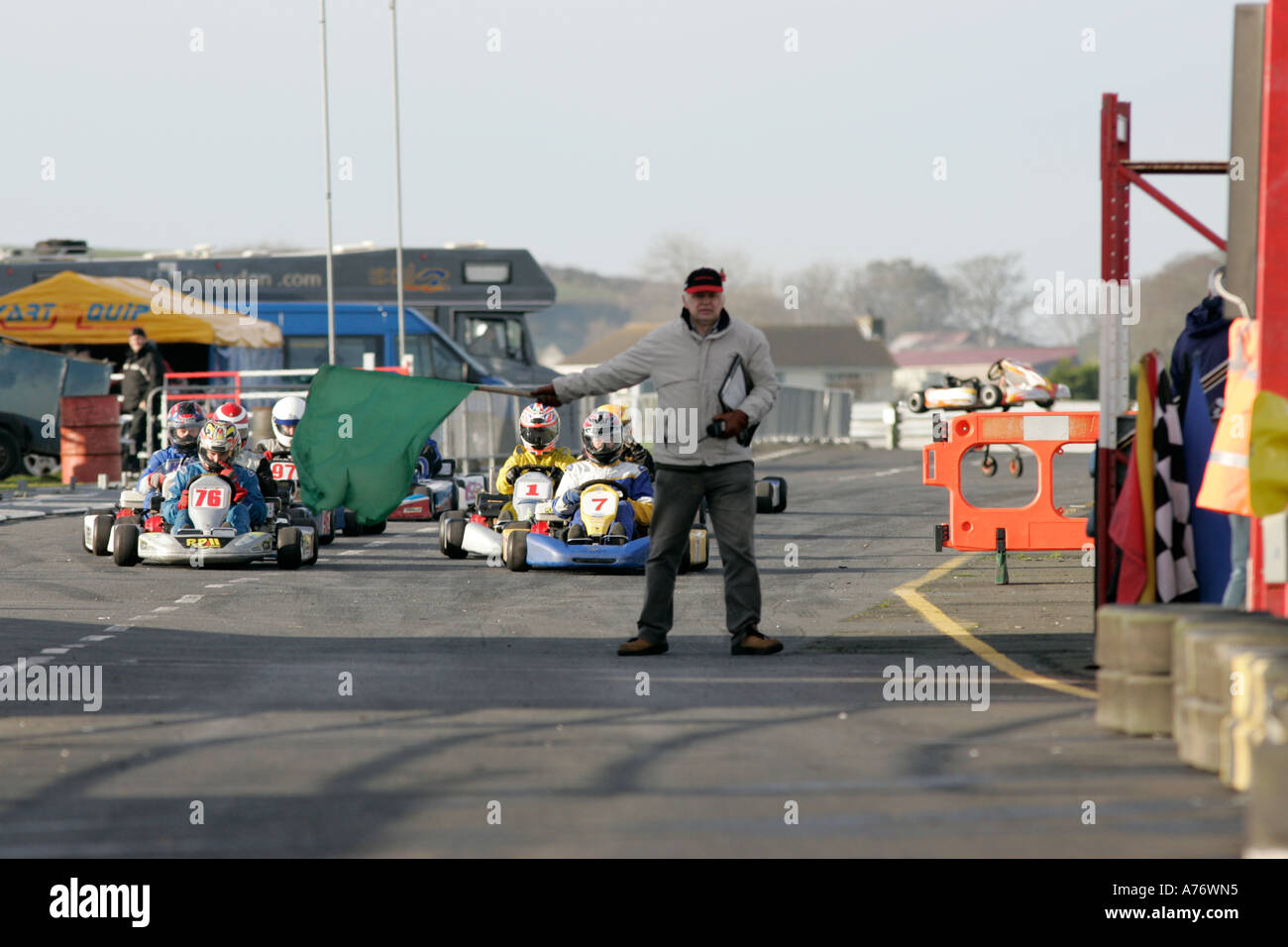 Race starter flag hi-res stock photography and images - Alamy