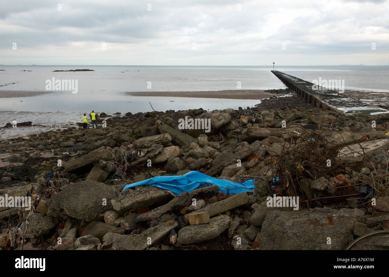 Beach near the Seafield Wastewater Treatment Plant in Leith, Edinburgh ...