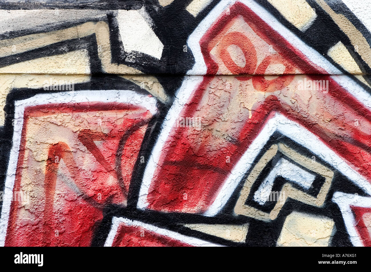 Wall painting plaster red black tan street art graffiti Stock Photo - Alamy