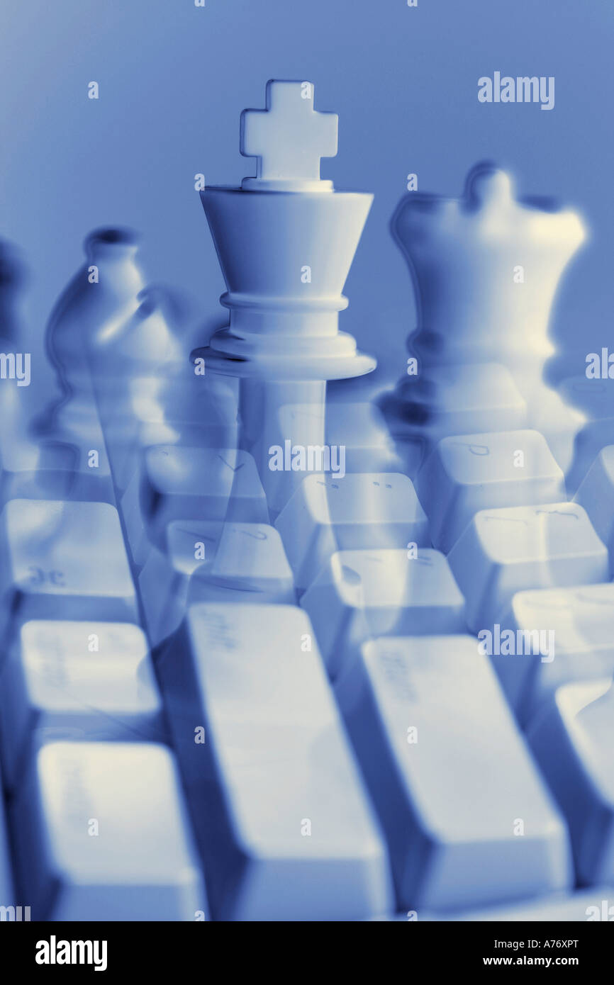 Photo Composite of Chess Pieces and Computer Keyboard Stock Photo - Alamy