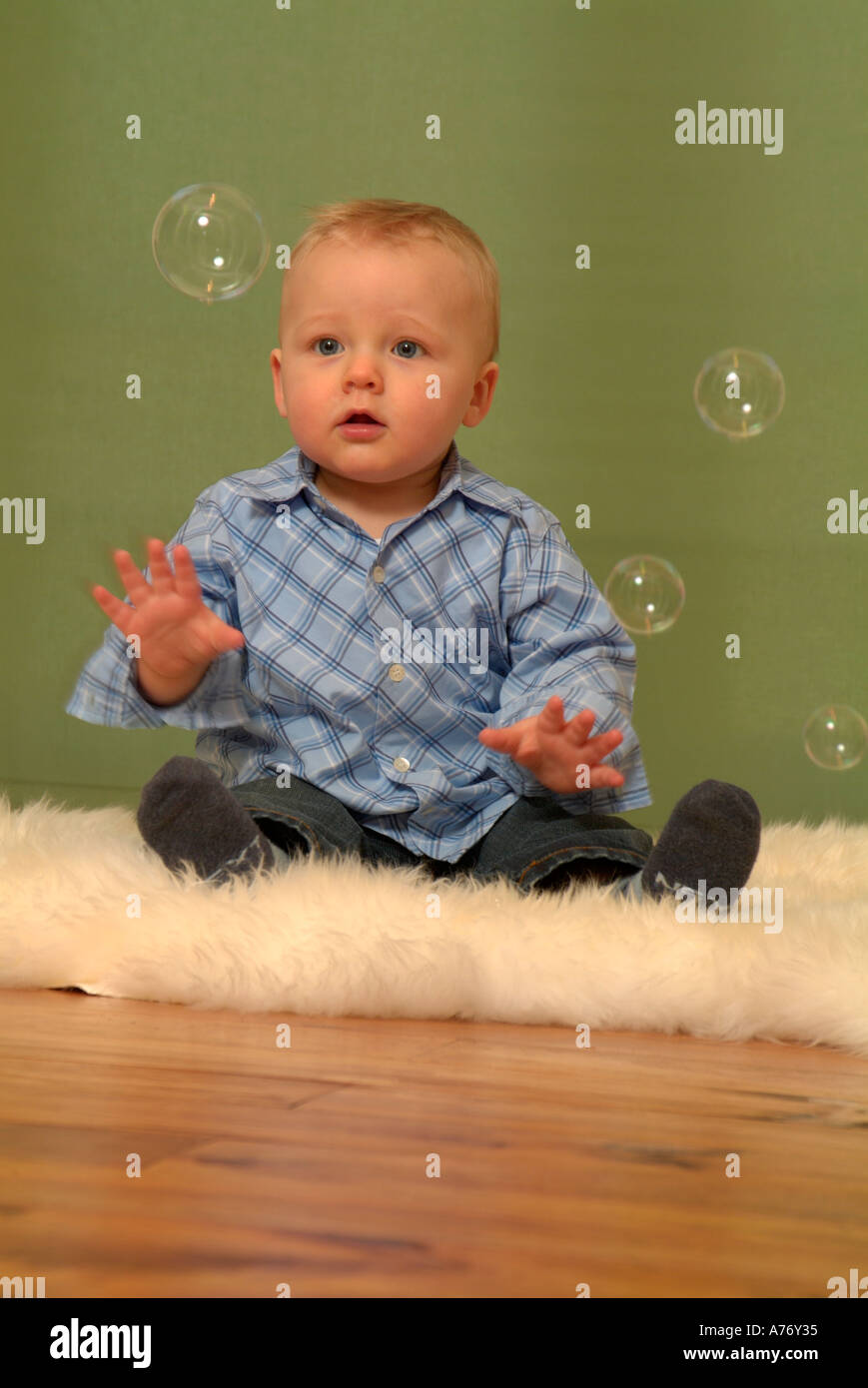 Cute little boy and bubbles Stock Photo - Alamy