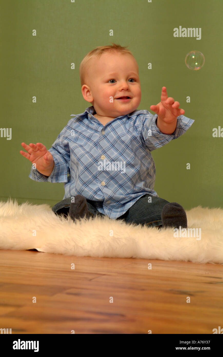 Cute little boy and bubbles Stock Photo - Alamy