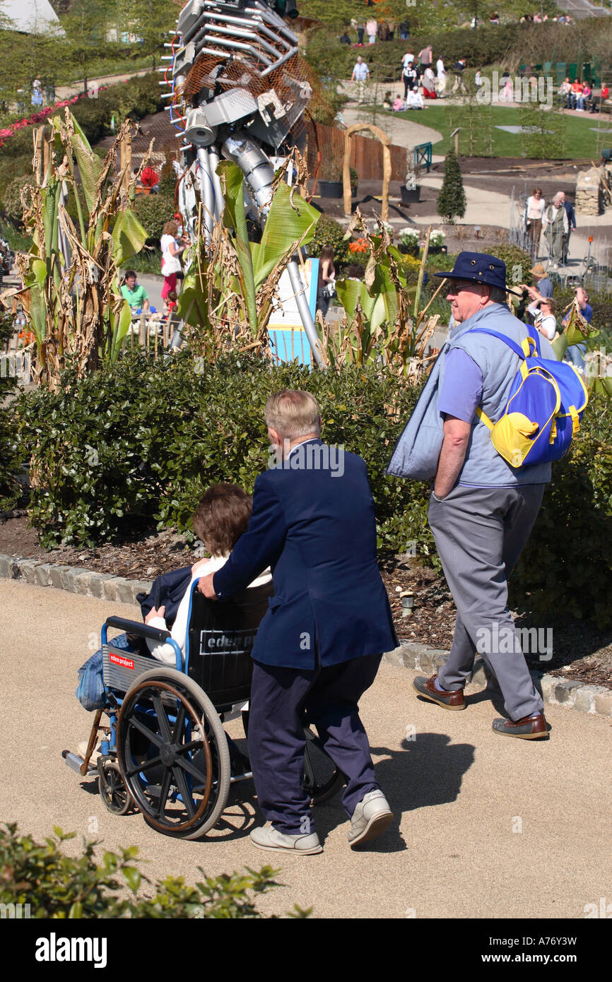 Disabled wheelchair visitor to the Eden Project Cornwall Stock Photo ...