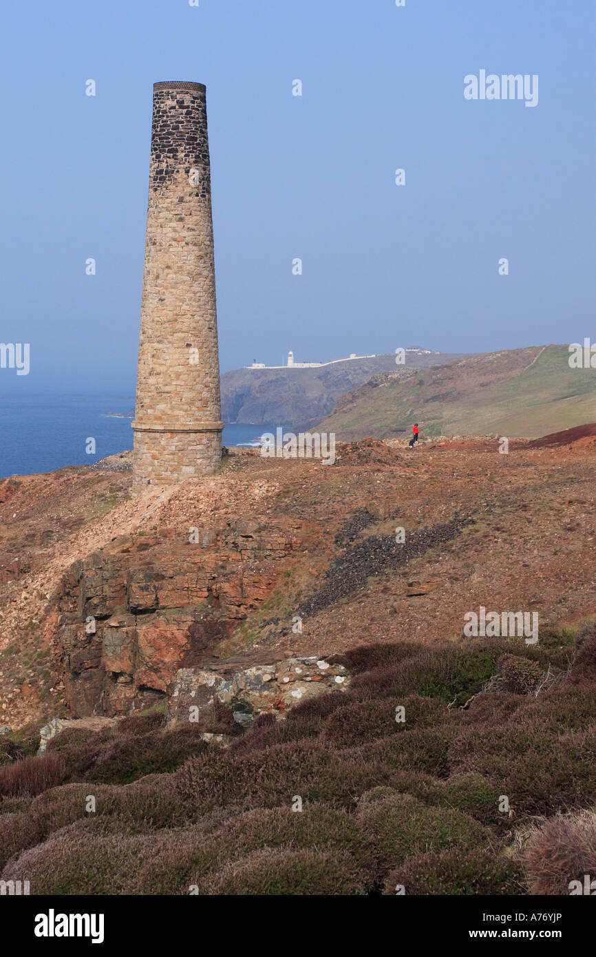 Tin mine chimney at The Levant near Pendeen Cornwall Stock Photo - Alamy