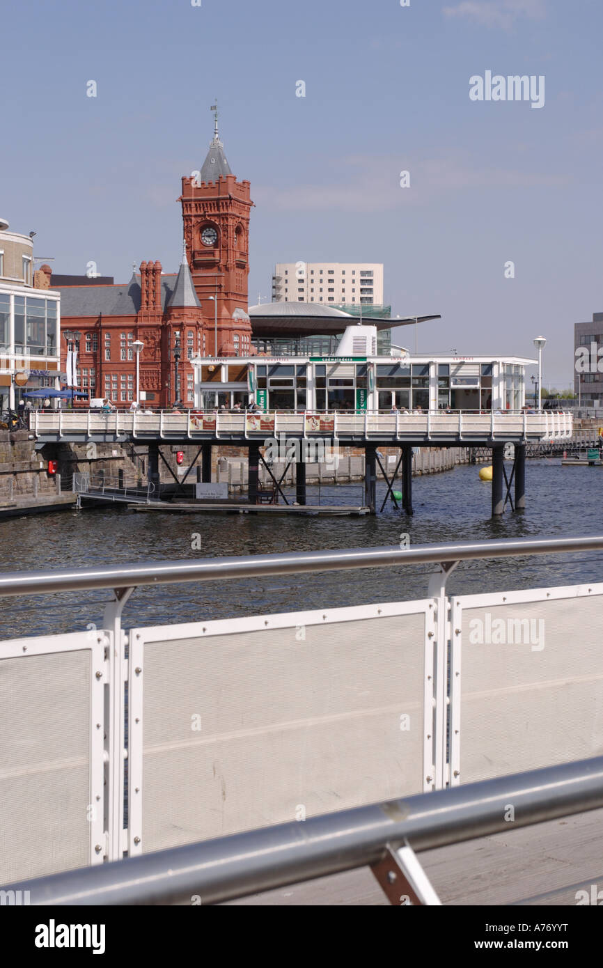 Cardiff Bay waterfront with red brick Pier Head building Cardiff Wales ...