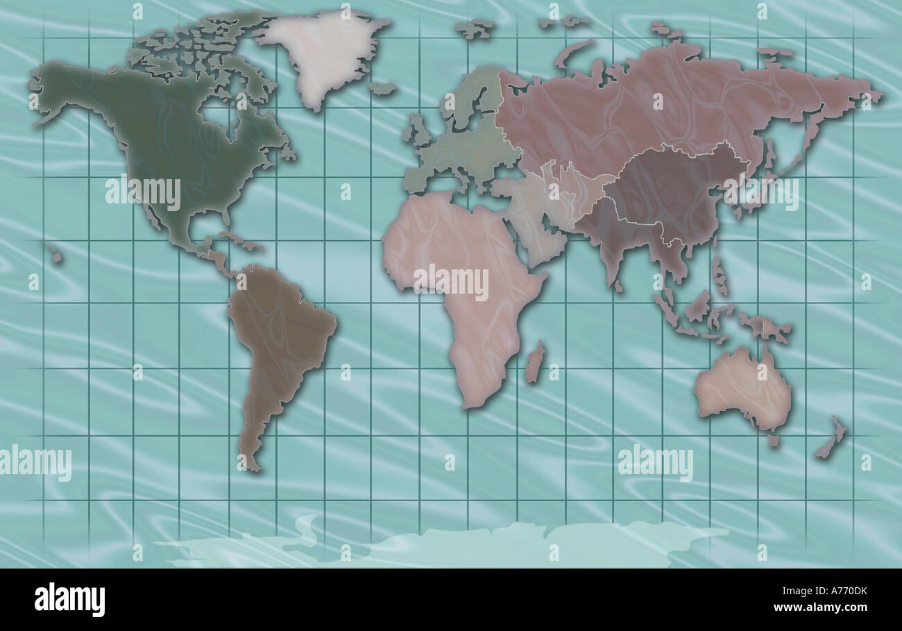 Illustrated World Map Countries Continents High Resolution Stock ...