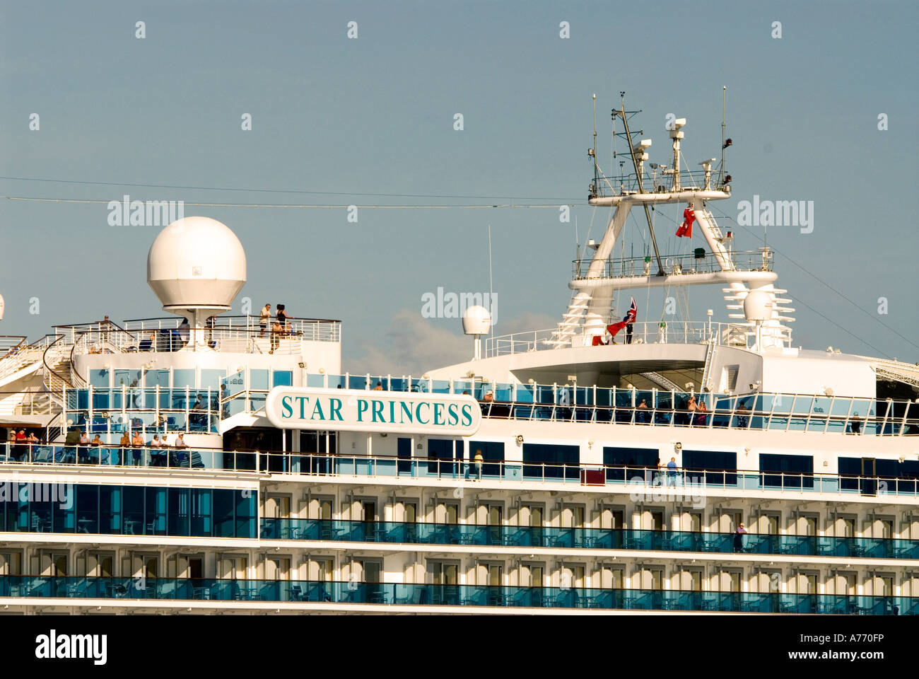 Cruise ship Star Princess upper deck with tourists overview Stock Photo ...