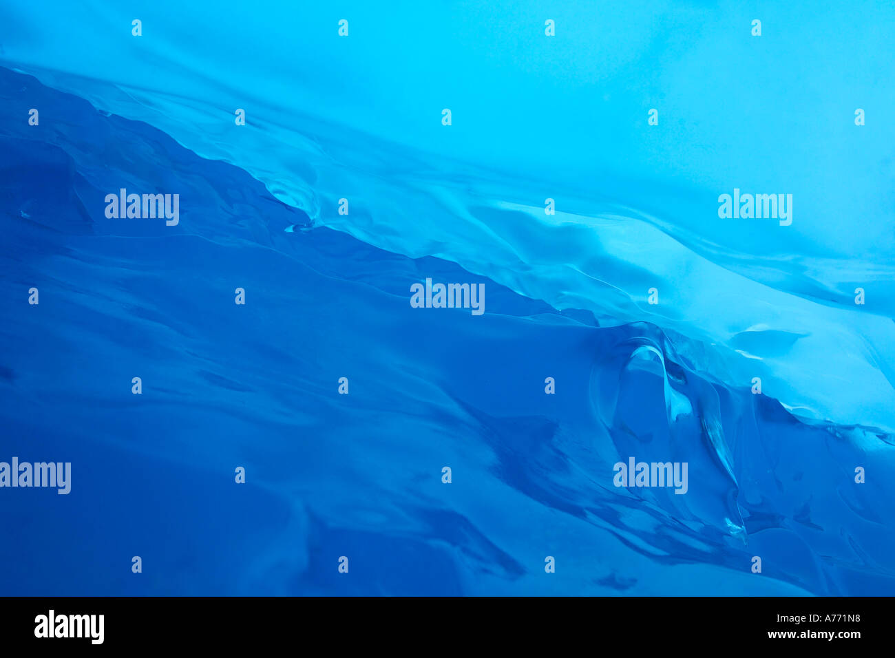 A view from underneath a glacier looking up at the ice above Stock ...