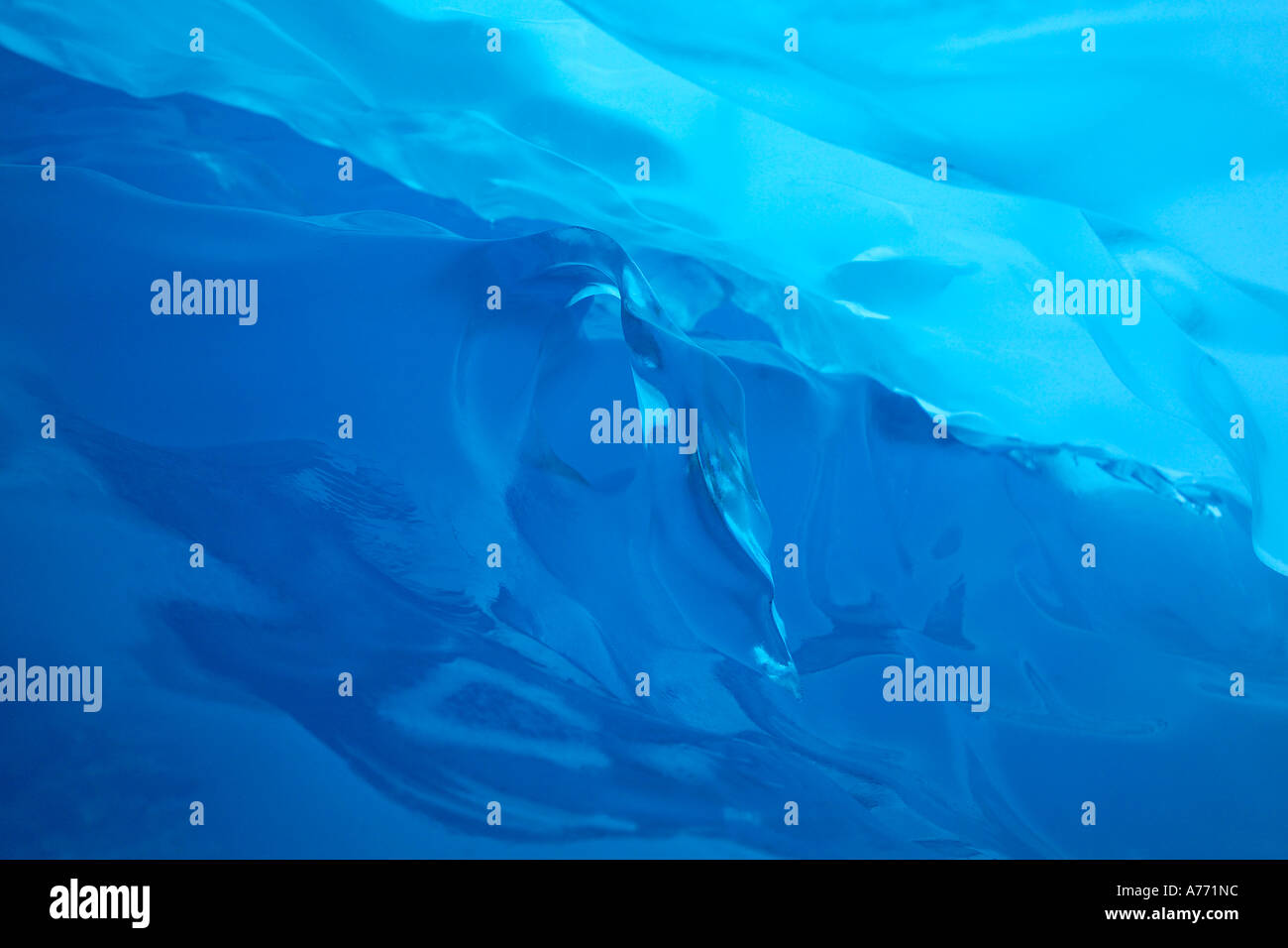 A view from underneath a glacier looking up at the ice above Stock ...