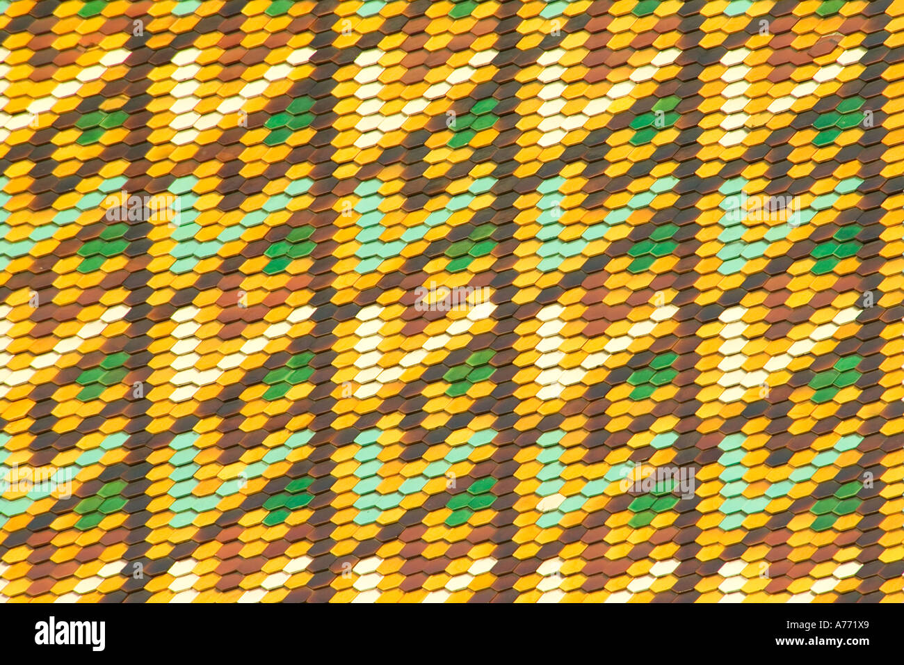 Patterned colourful hexagonal roof tiles Stock Photo - Alamy
