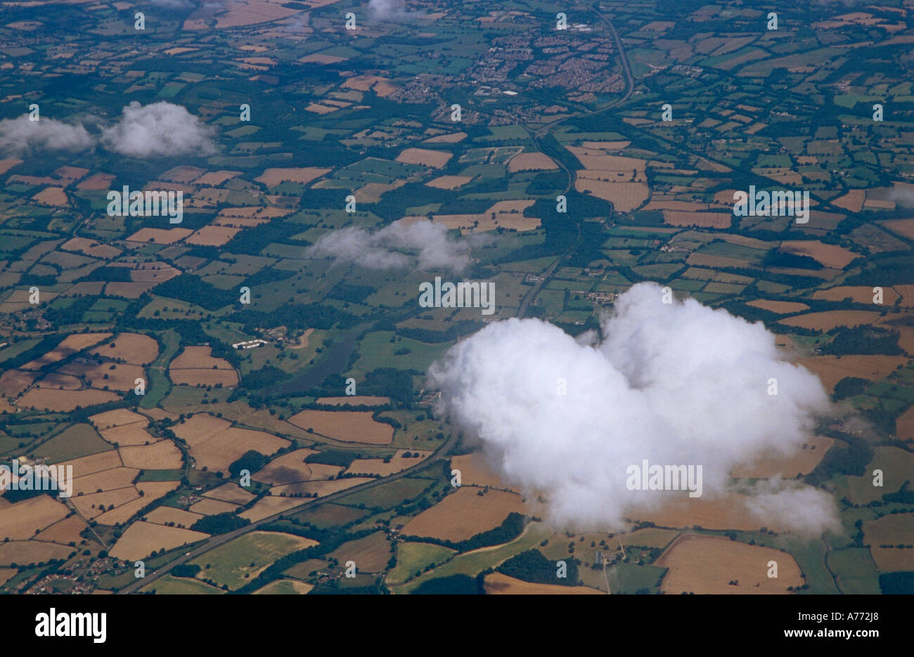 Aerial view of South England with cumulus cloud Stock Photo - Alamy