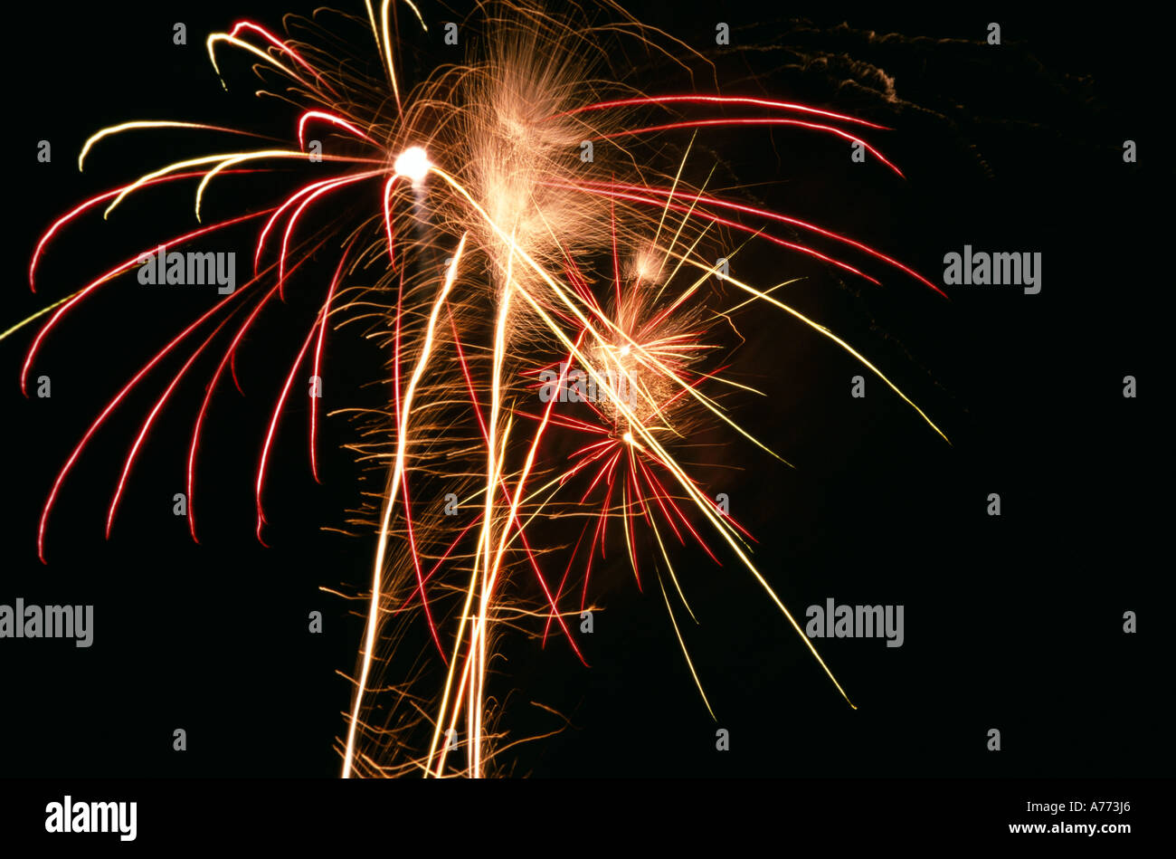 Firework light trails Stock Photo - Alamy