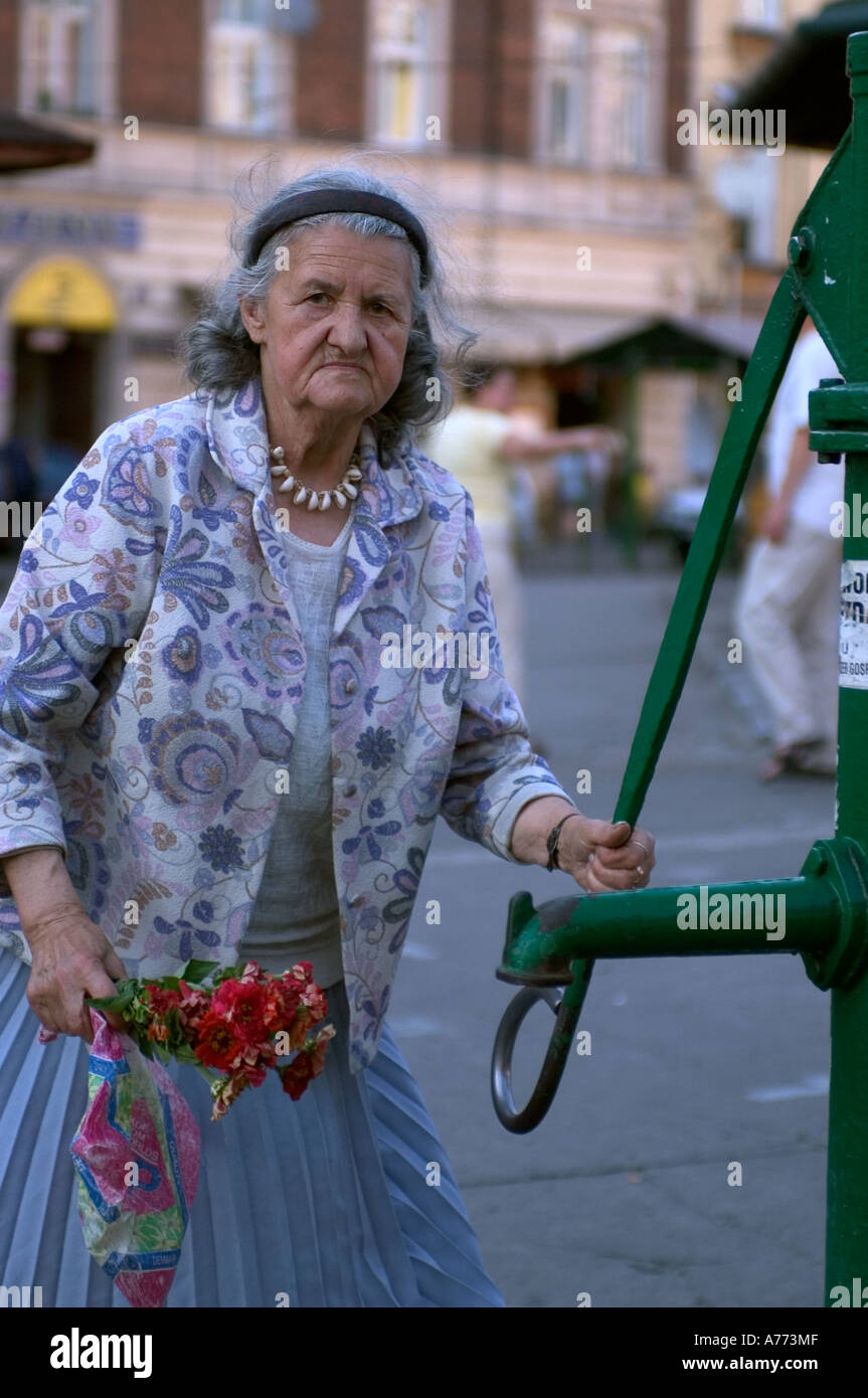 Flower Lady in Krakow Stock Photo - Alamy
