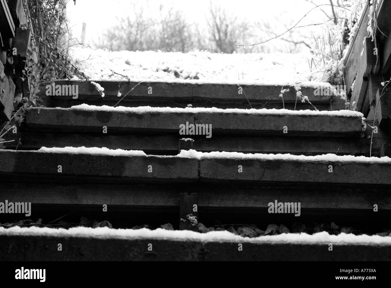 Snow on stairs Stock Photo - Alamy