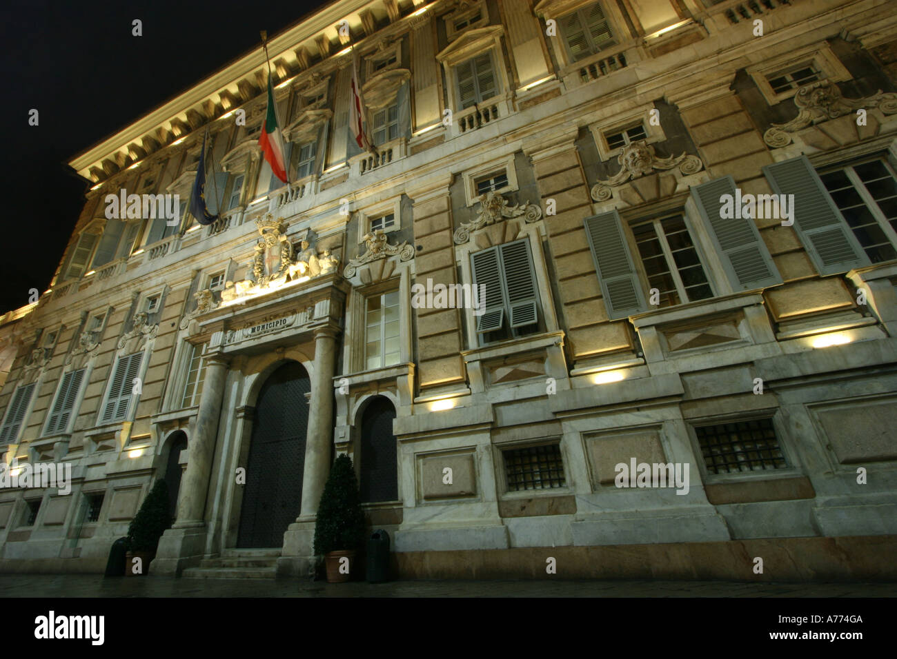 Via Garibaldi at night Genoa Genova Stock Photo - Alamy