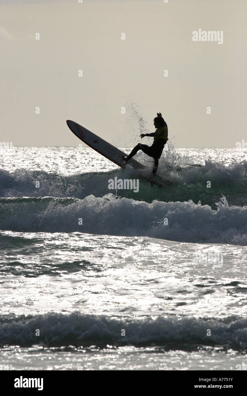 Long board surfer Stock Photo - Alamy