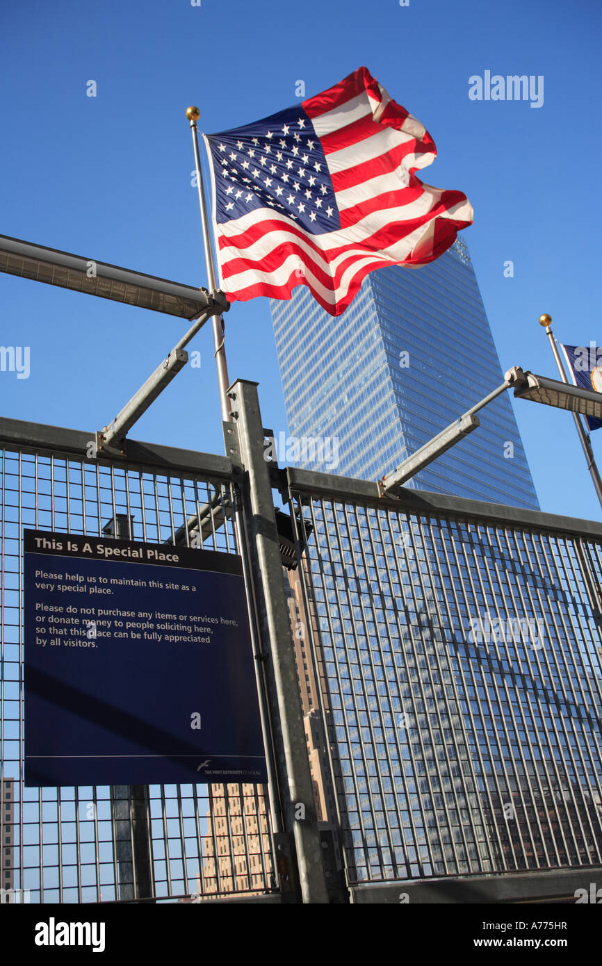 american flag at memorial walk at wtc site. manhattan, new york city ...