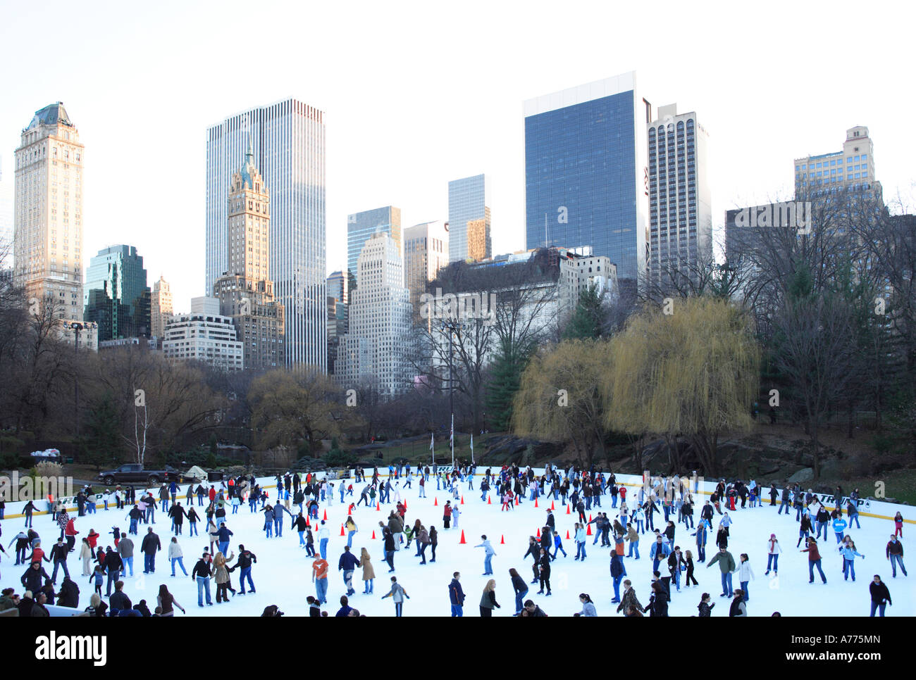 ice skating people at wollman rink in central park south, manhattan ...