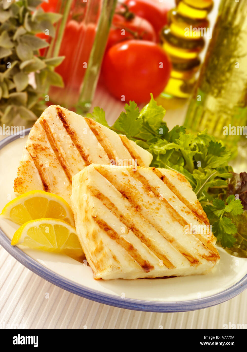 GRILLED GREEK HALLOUMI CHEESE Stock Photo - Alamy