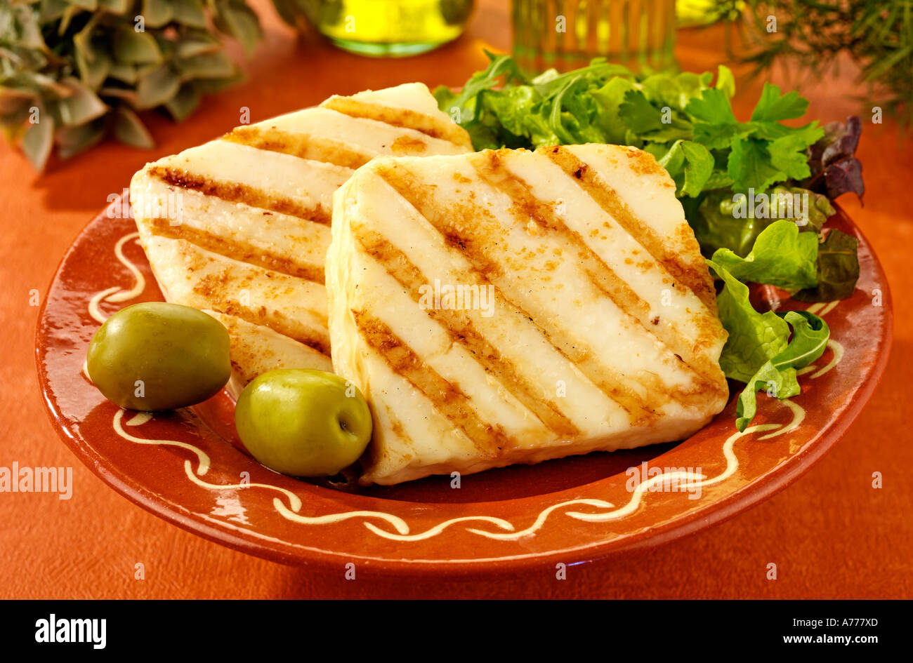 GRILLED GREEK HALLOUMI CHEESE Stock Photo - Alamy