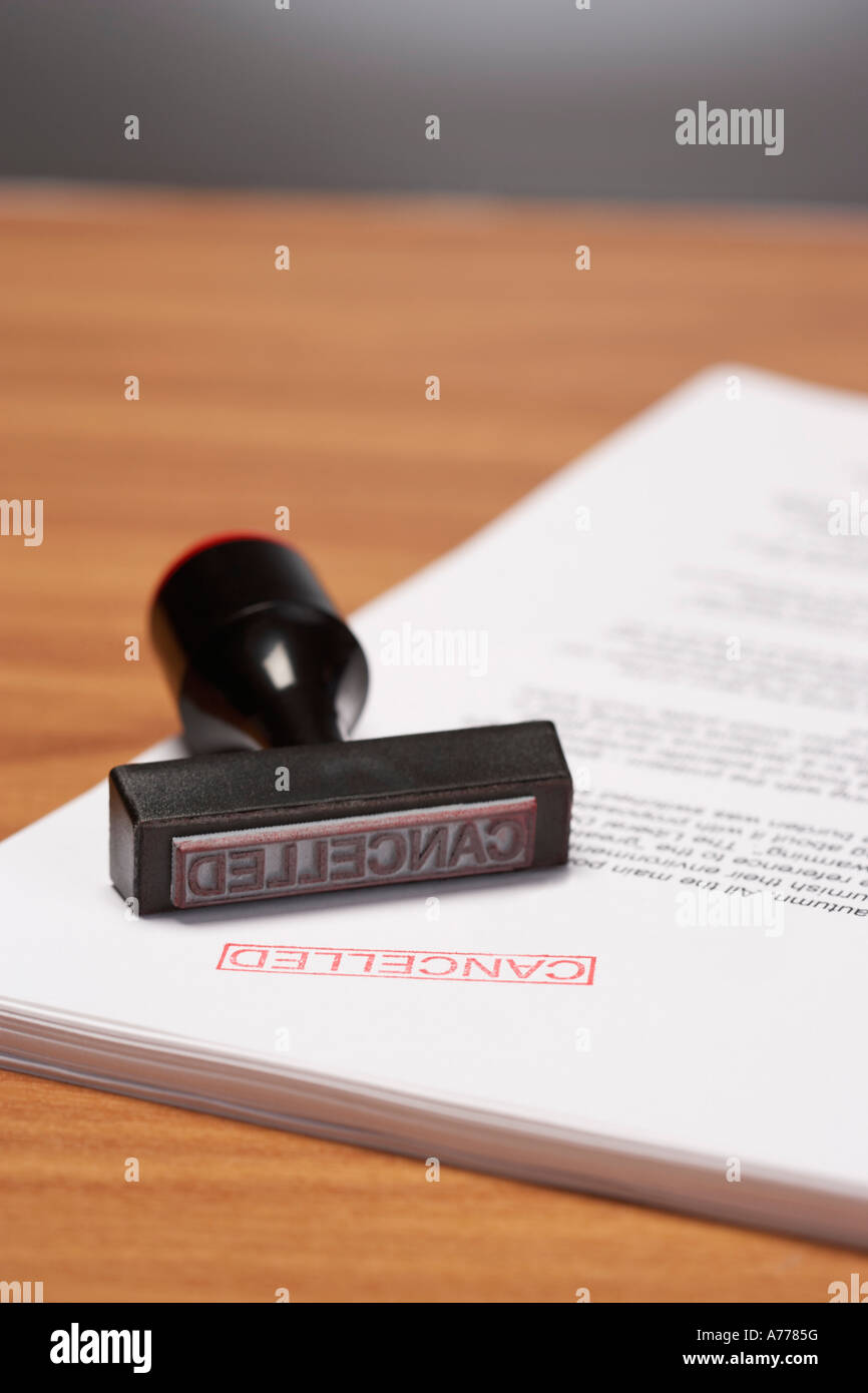 Cancelled Stamp on Paperwork Stock Photo - Alamy
