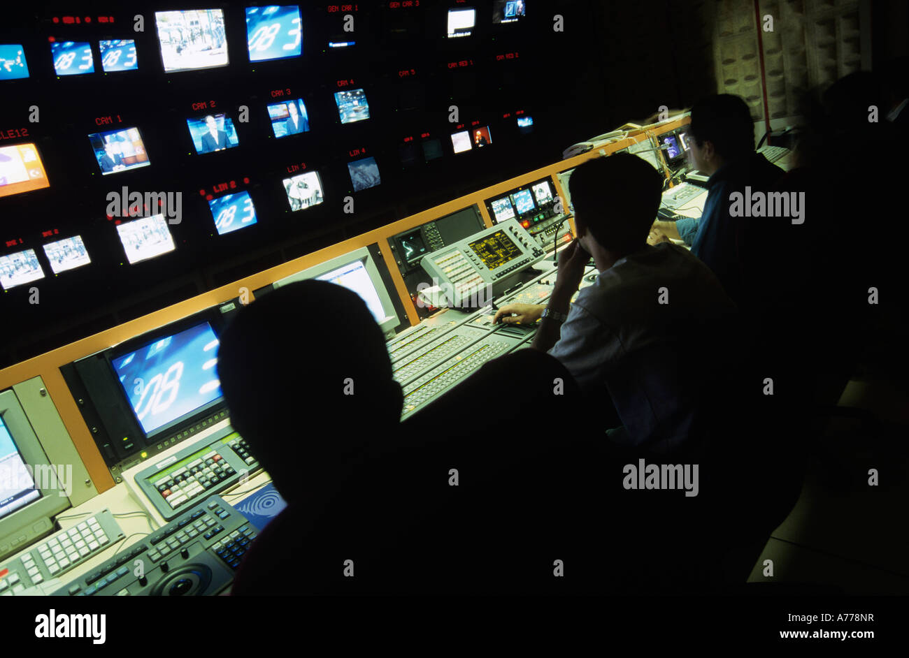 Control centre of television channel Stock Photo - Alamy
