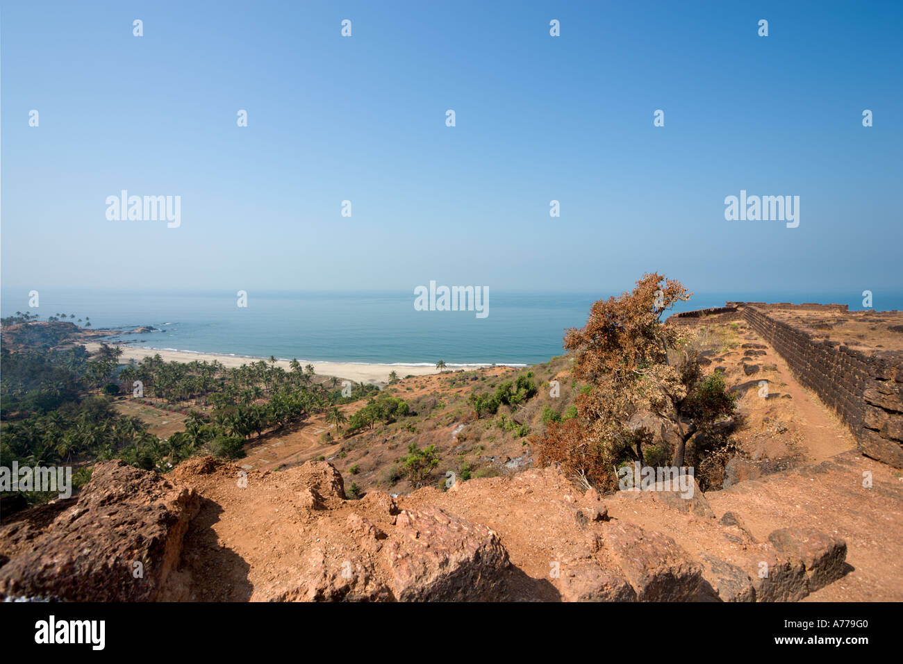 View from Chapora Fort towards Vagator Beach, North Goa, Goa, India ...