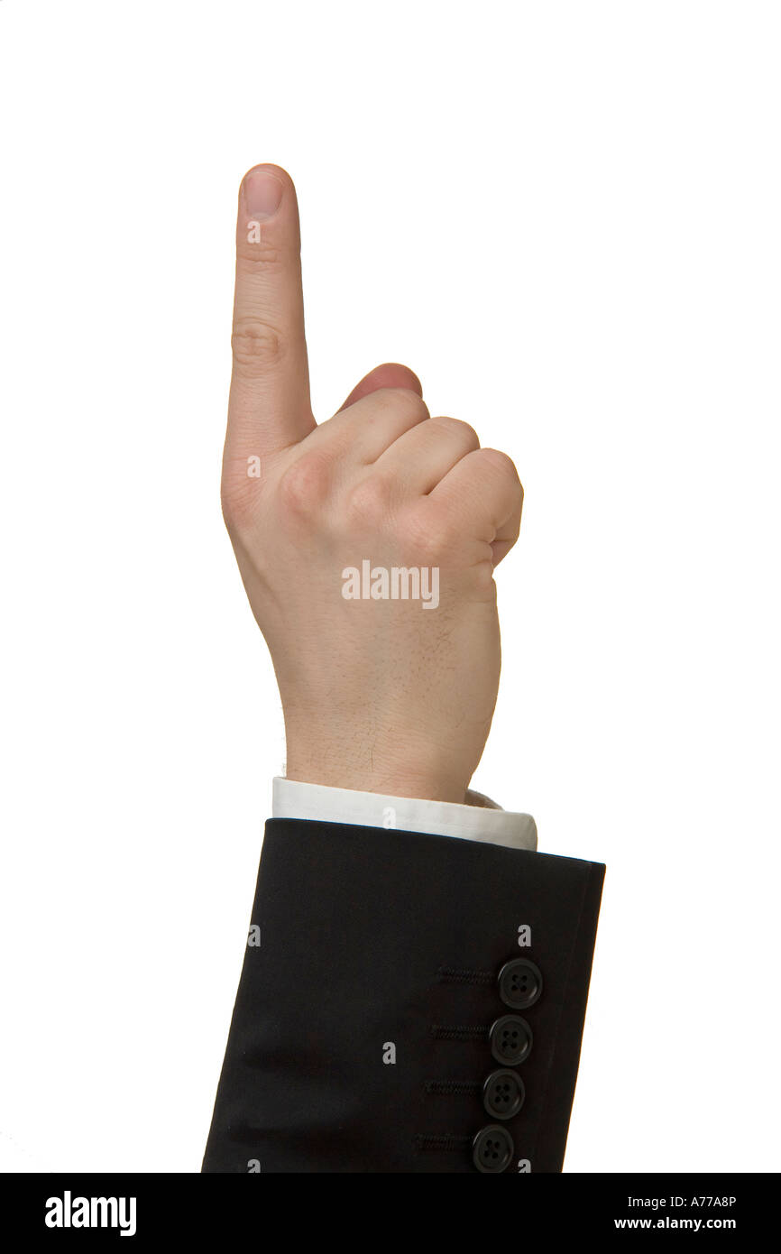 Hand with one 1 finger pointing Stock Photo - Alamy