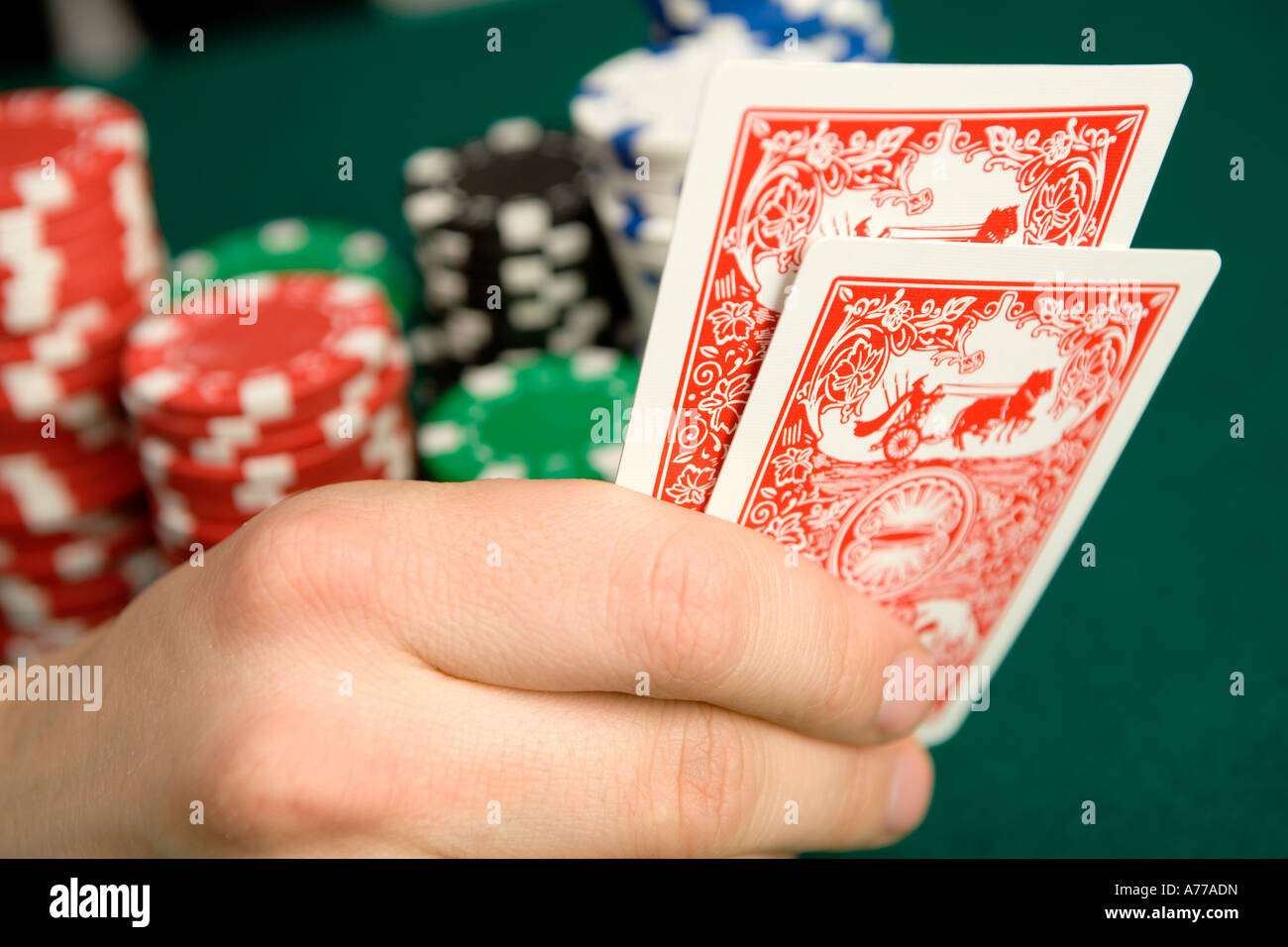 Playing cards and gambling chips Stock Photo - Alamy