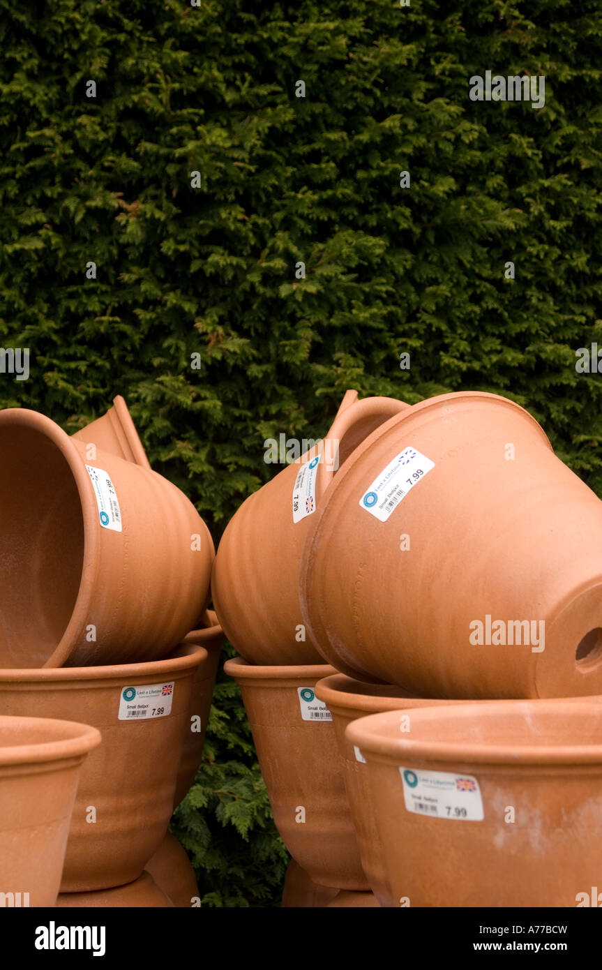 Terracotta flower pots on sale at Newman's Garden centre Aberystwyth ...