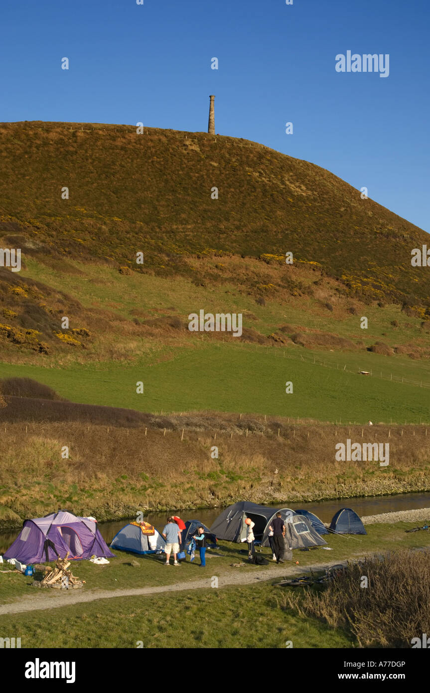 Group of boys camping by Pen Dinas iron age hill fort with Wellington ...