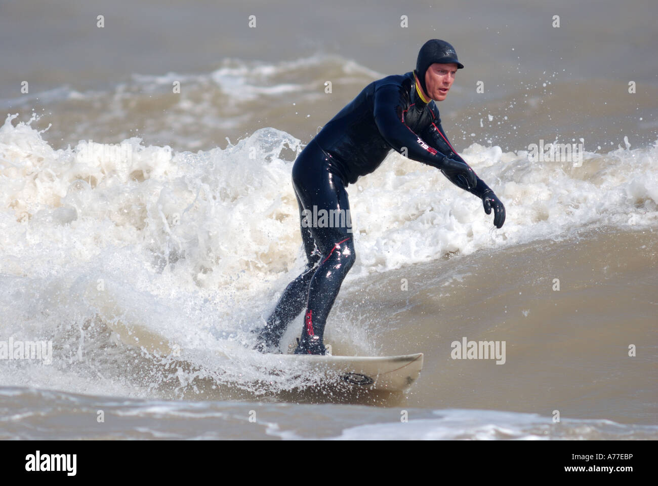 Surfing on the Kent Coast Joss Bay Kent England Stock Photo - Alamy