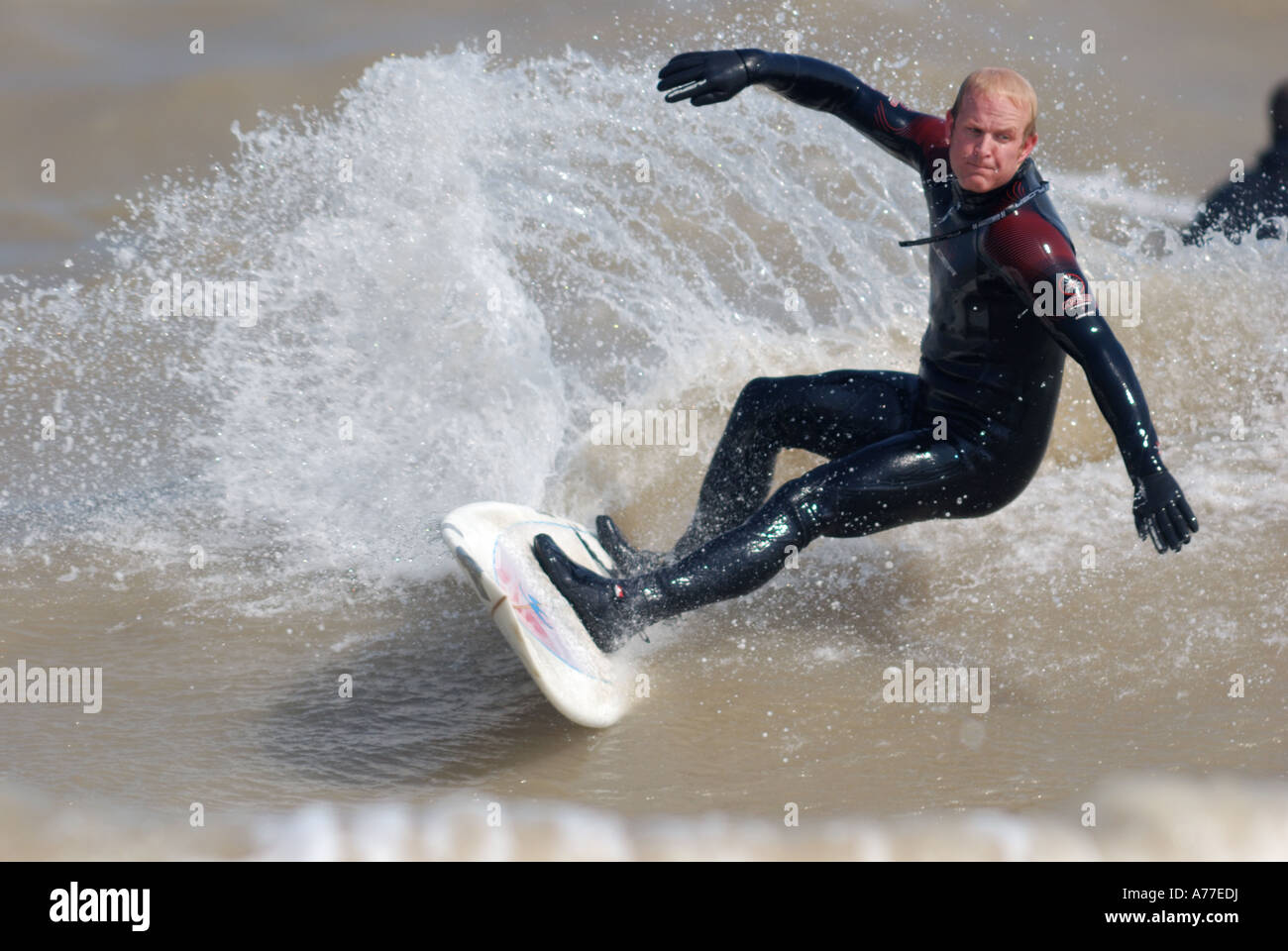 Surfing on the Kent Coast Joss Bay Kent England Stock Photo - Alamy