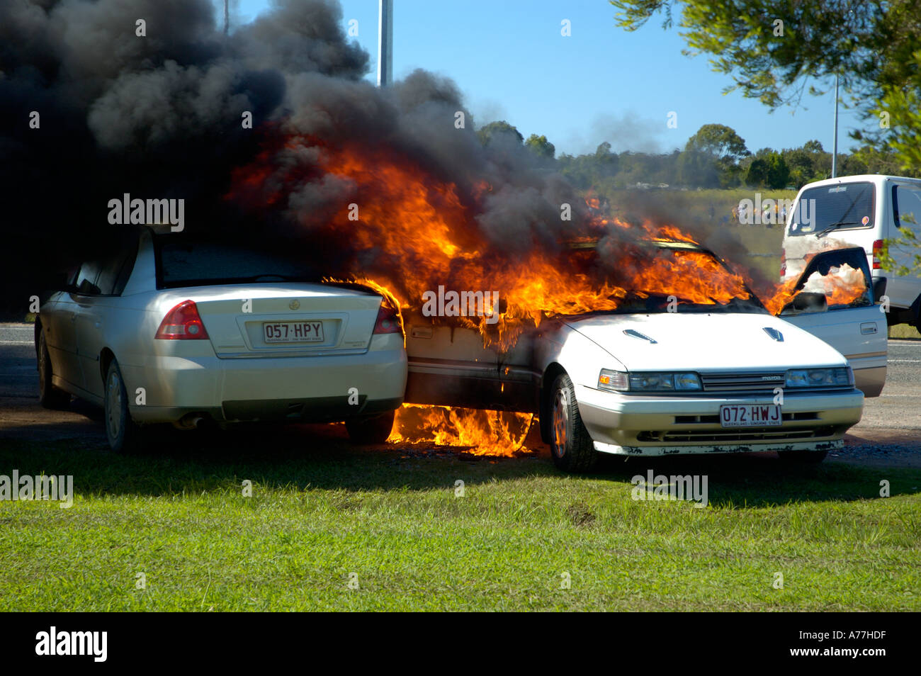 car on fire 1 Stock Photo - Alamy