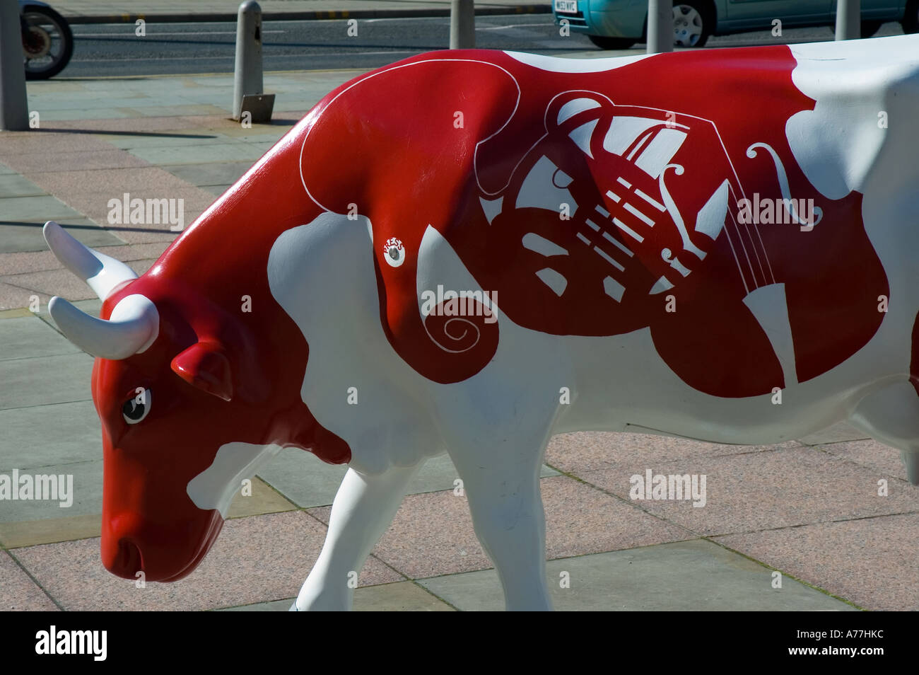 An exhibit of the 2004 Cow Parade, Manchester, England, UK Stock Photo ...
