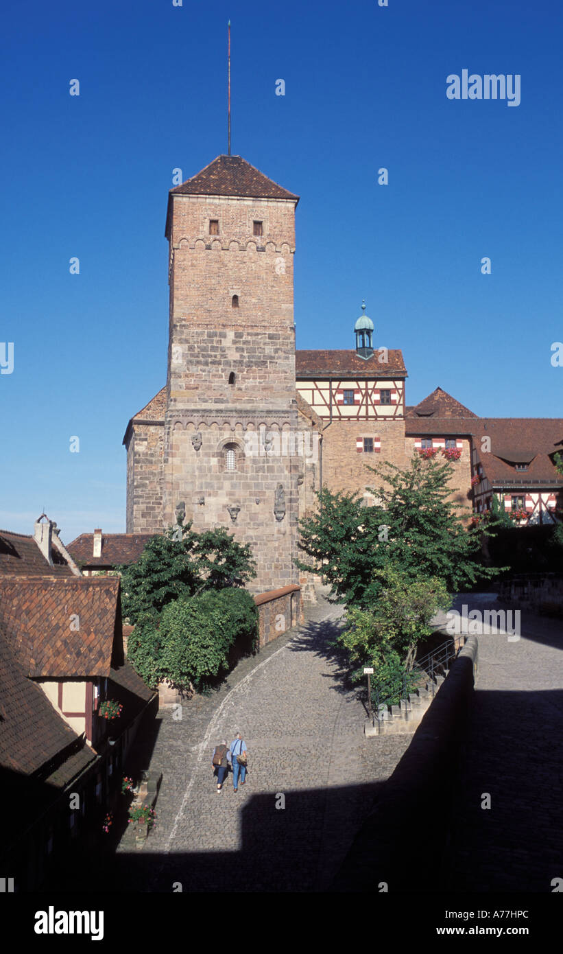 Kaiserburg castle with the Heidenturm tower Nuremberg Franconia Bavaria ...