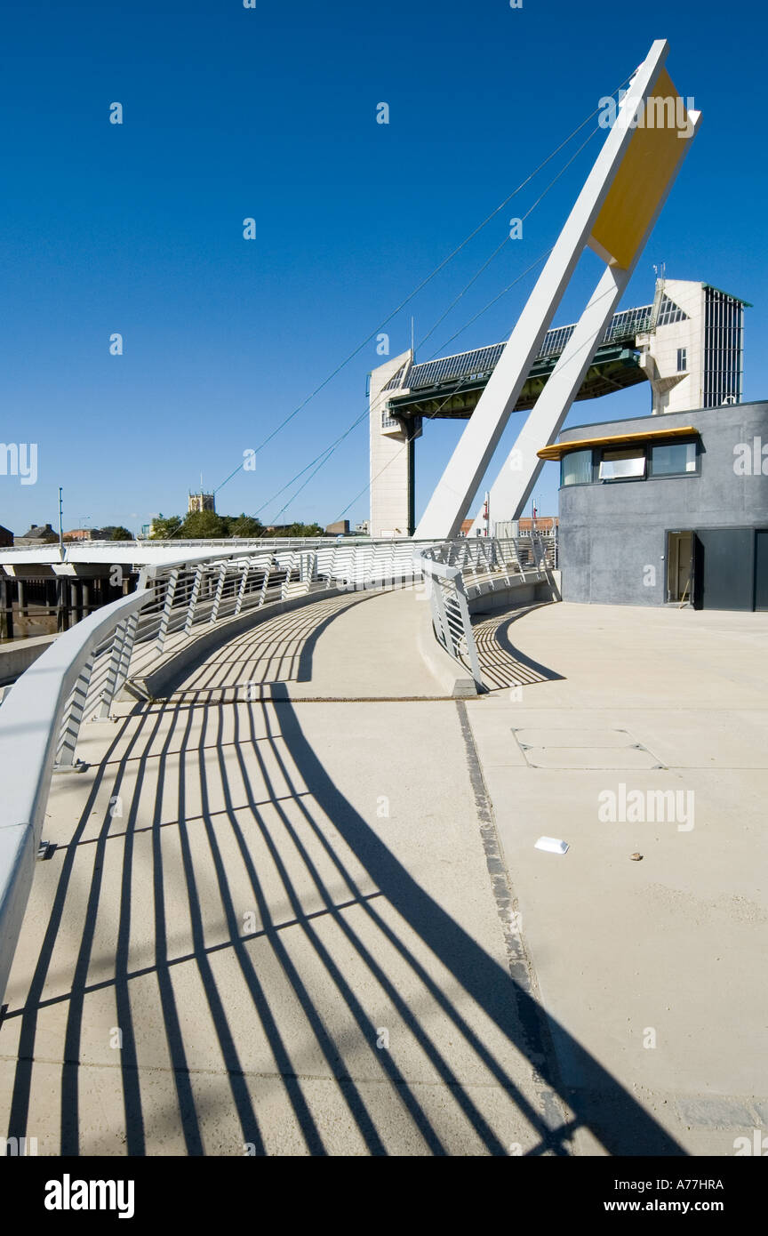 River Hull flood barrier and the Millennium footbridge in the City of ...