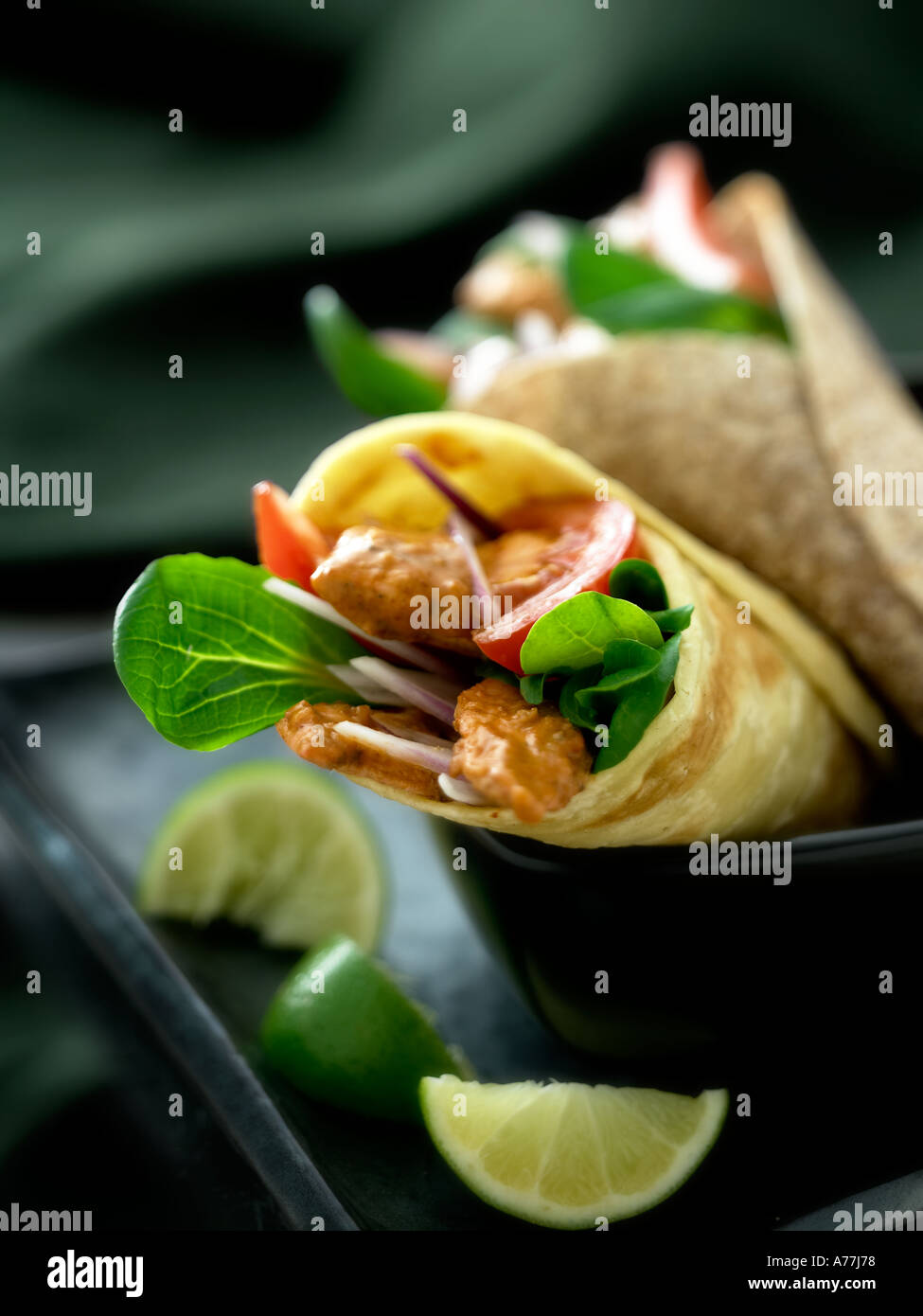 Chicken wrap open hi-res stock photography and images - Alamy