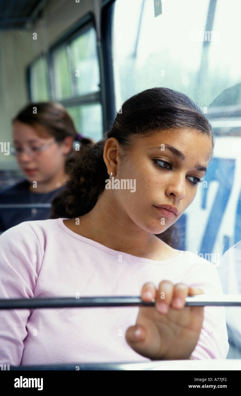 Looking out of bus window sad hi-res stock photography and images - Alamy