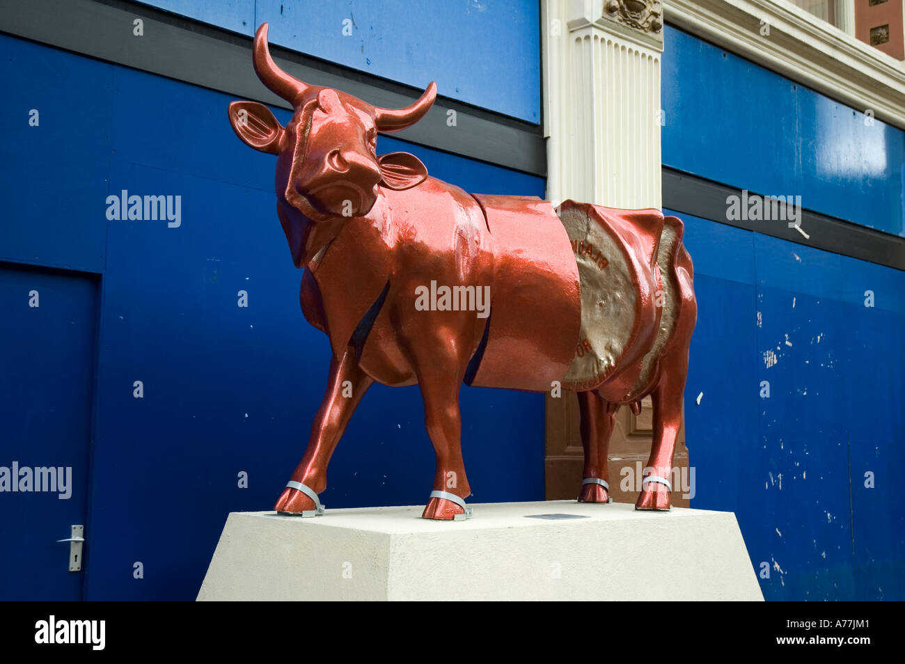 An exhibit of the 2004 Cow Parade, Manchester, England, UK Stock Photo ...