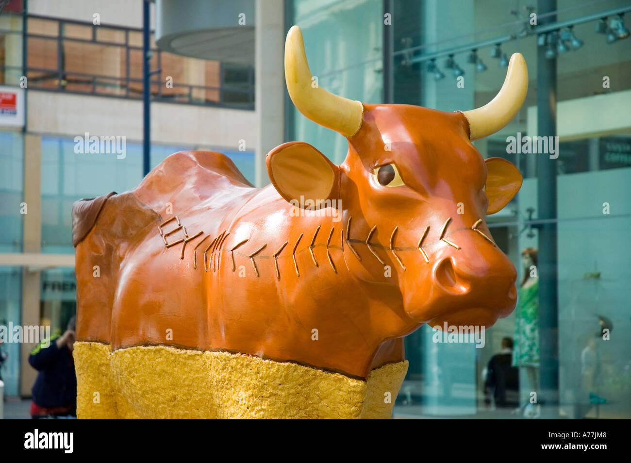 An exhibit of the 2004 Cow Parade, Manchester, England, UK Stock Photo ...