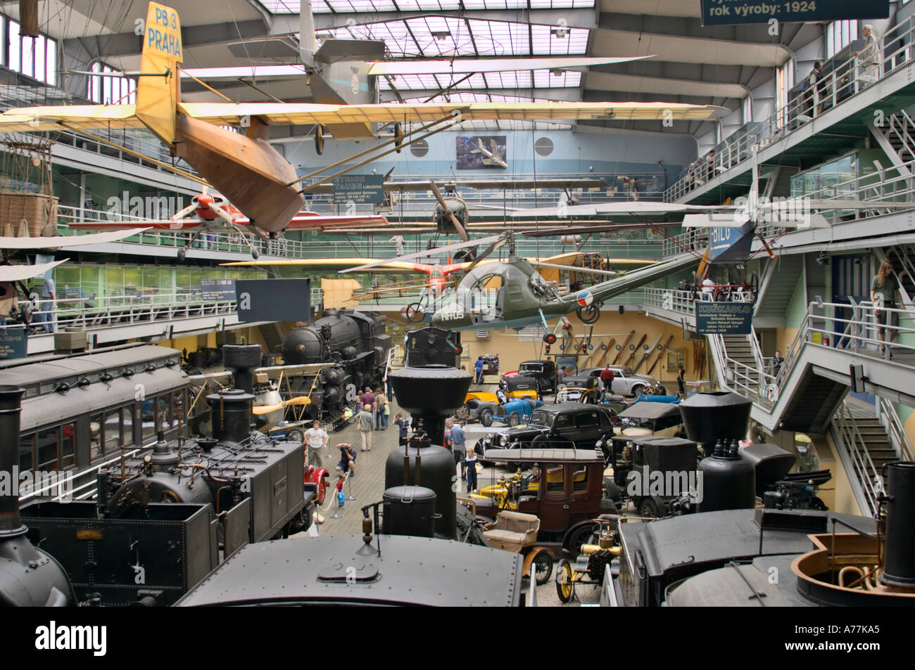 Transportation hall in the National Technical Museum in Holesovice ...
