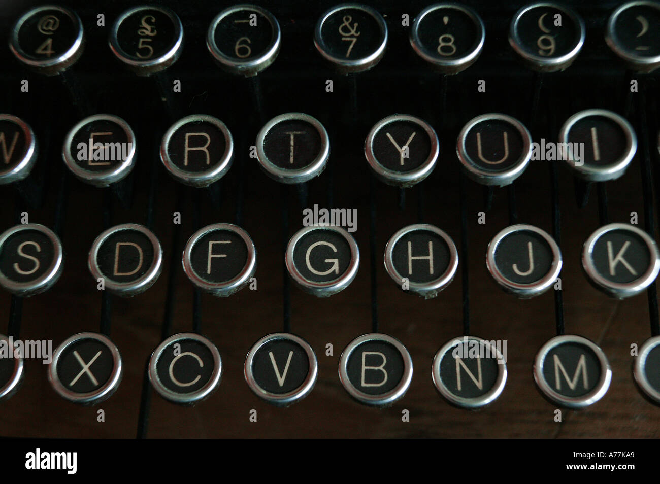detail of an old historic type writer keyboard Stock Photo - Alamy