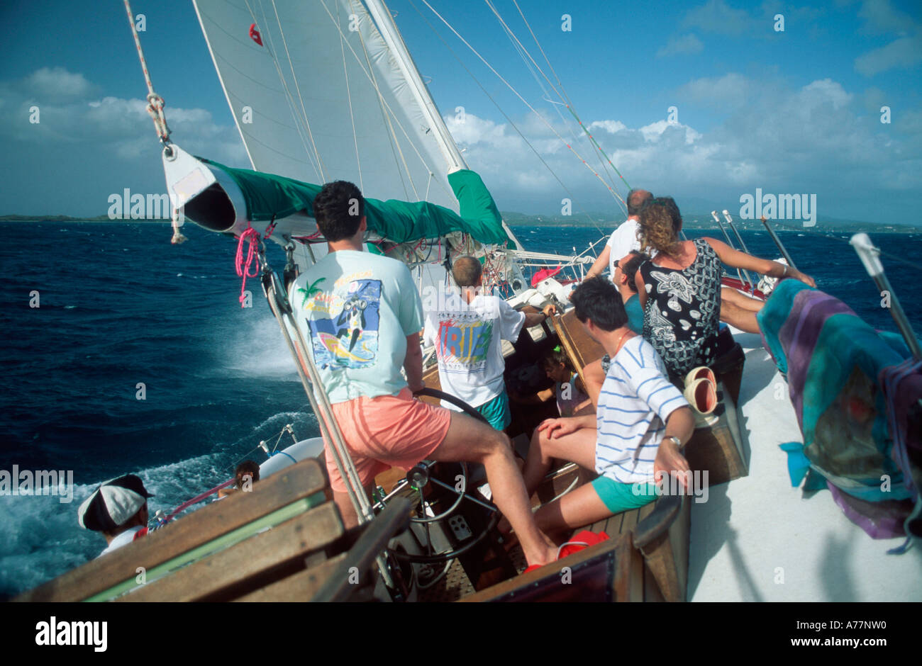 People on sailing ship Stock Photo - Alamy