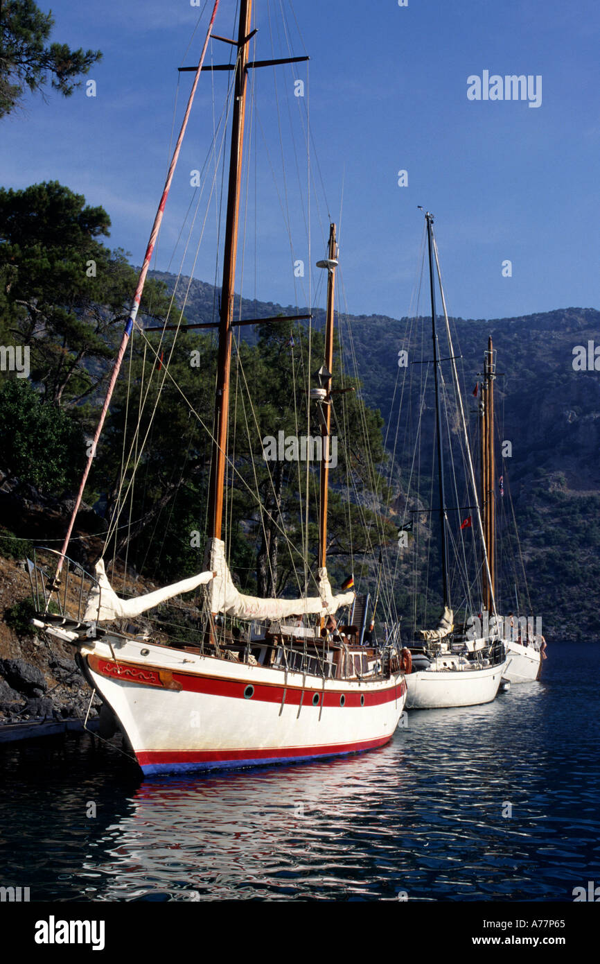 Yachts at anchor in Ruin Bay Lycian Coast Turkey Stock Photo - Alamy
