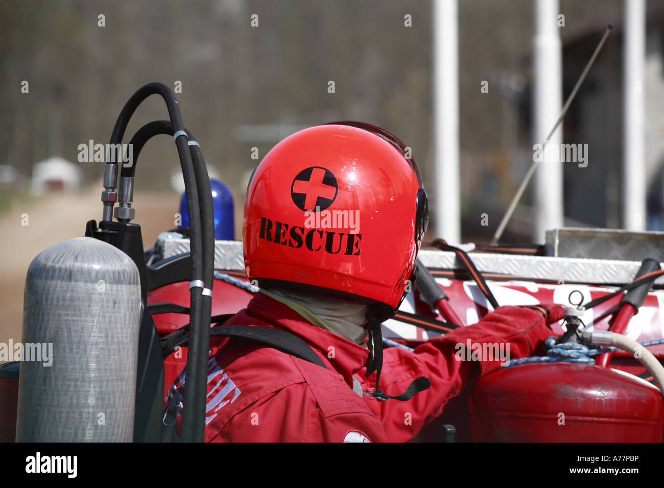 Motorsport emergency rescue worker Stock Photo - Alamy